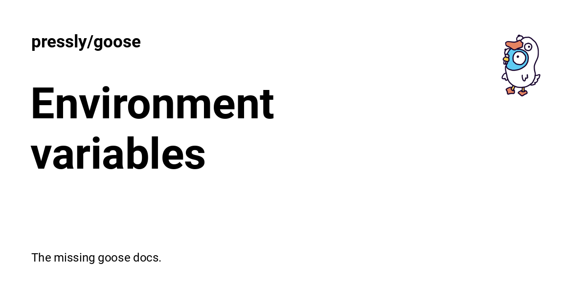 Environment variables - pressly/goose Environment variables - pressly/goose